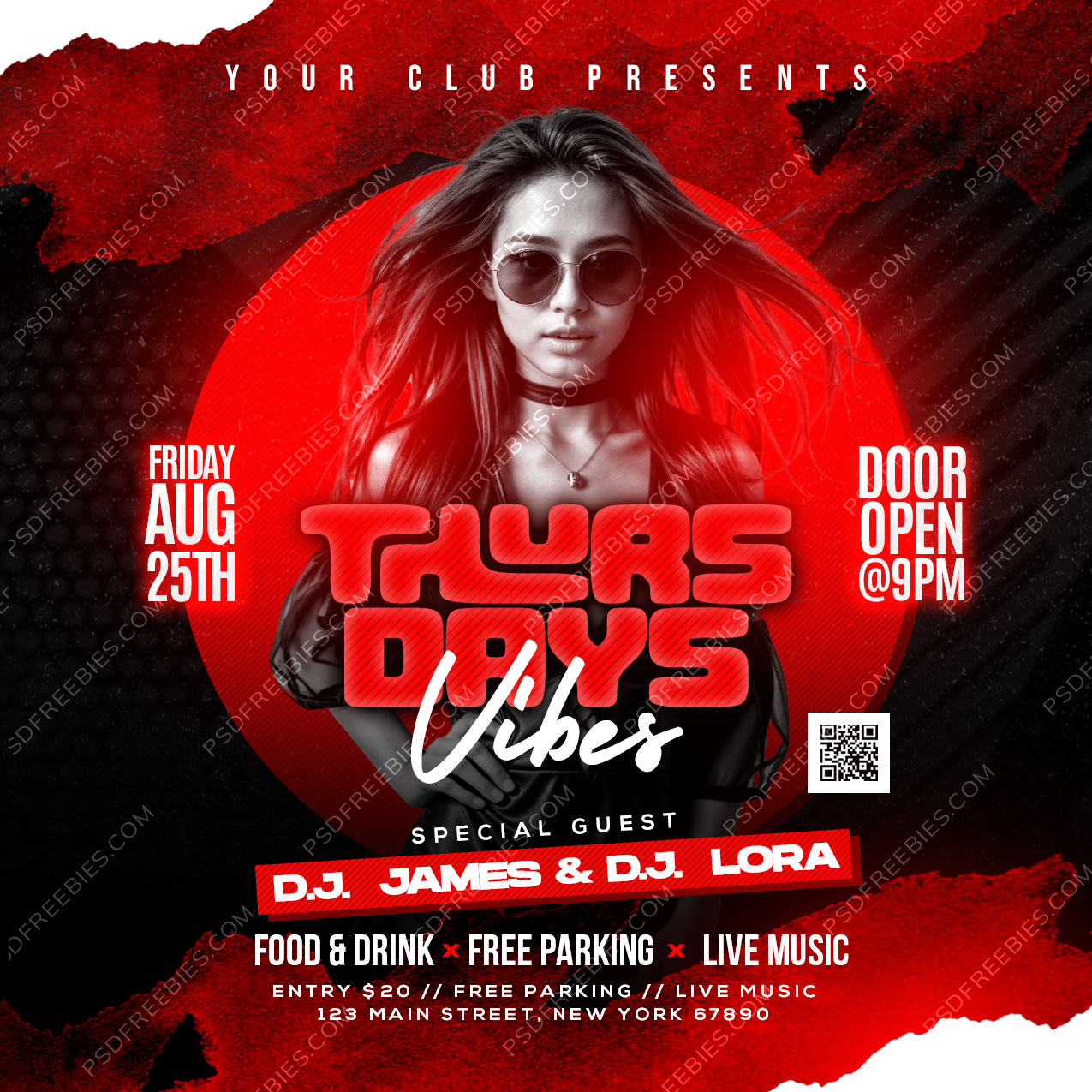 Thursday Night Club Party Post PSD Template | PSDFreebies.com