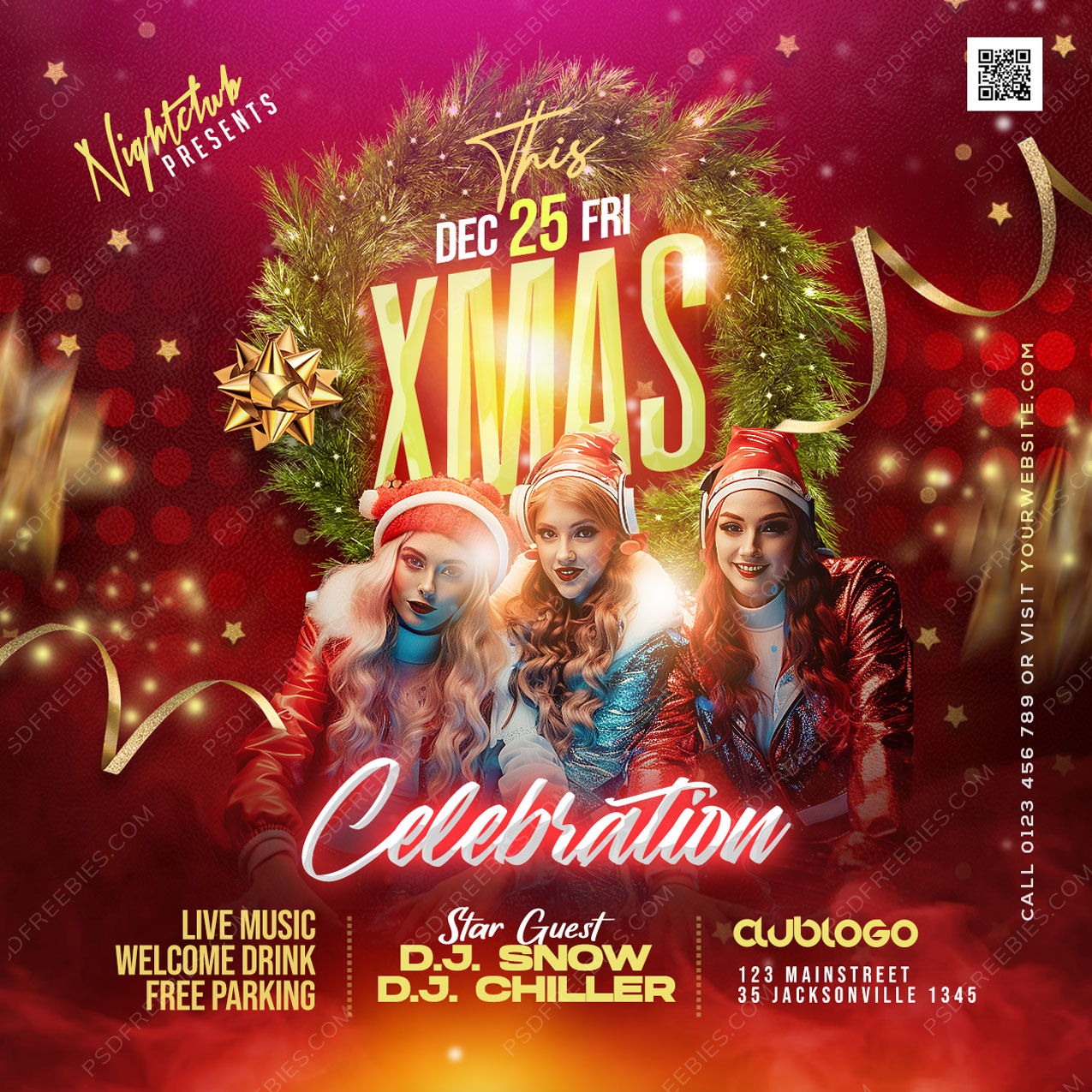 Christmas Party Invitation Social Media Post PSD | PSDFreebies.com