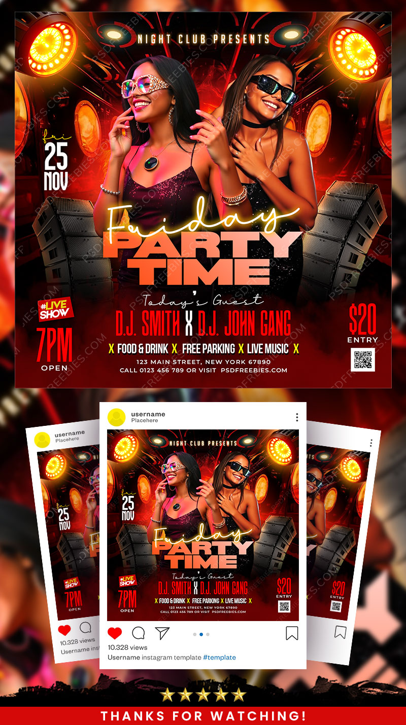 Nightclub Party Social Media Flyer PSD Template | PSDFreebies.com