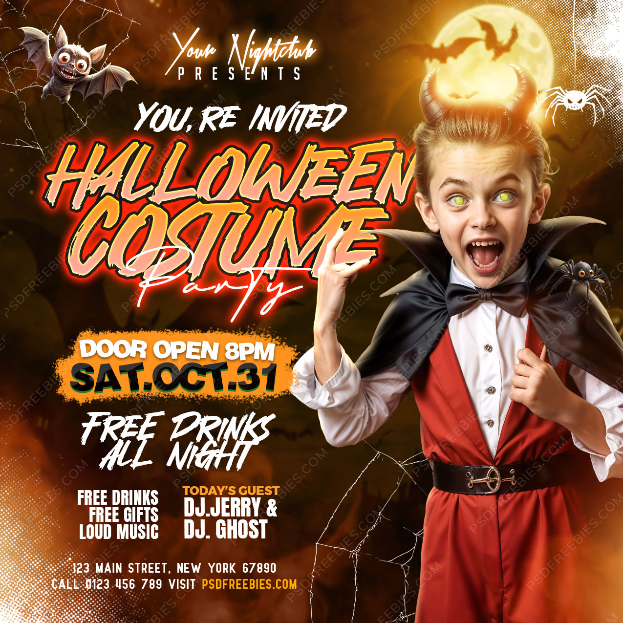 Halloween Costumes Kids Party Post Design PSD | PSDFreebies.com