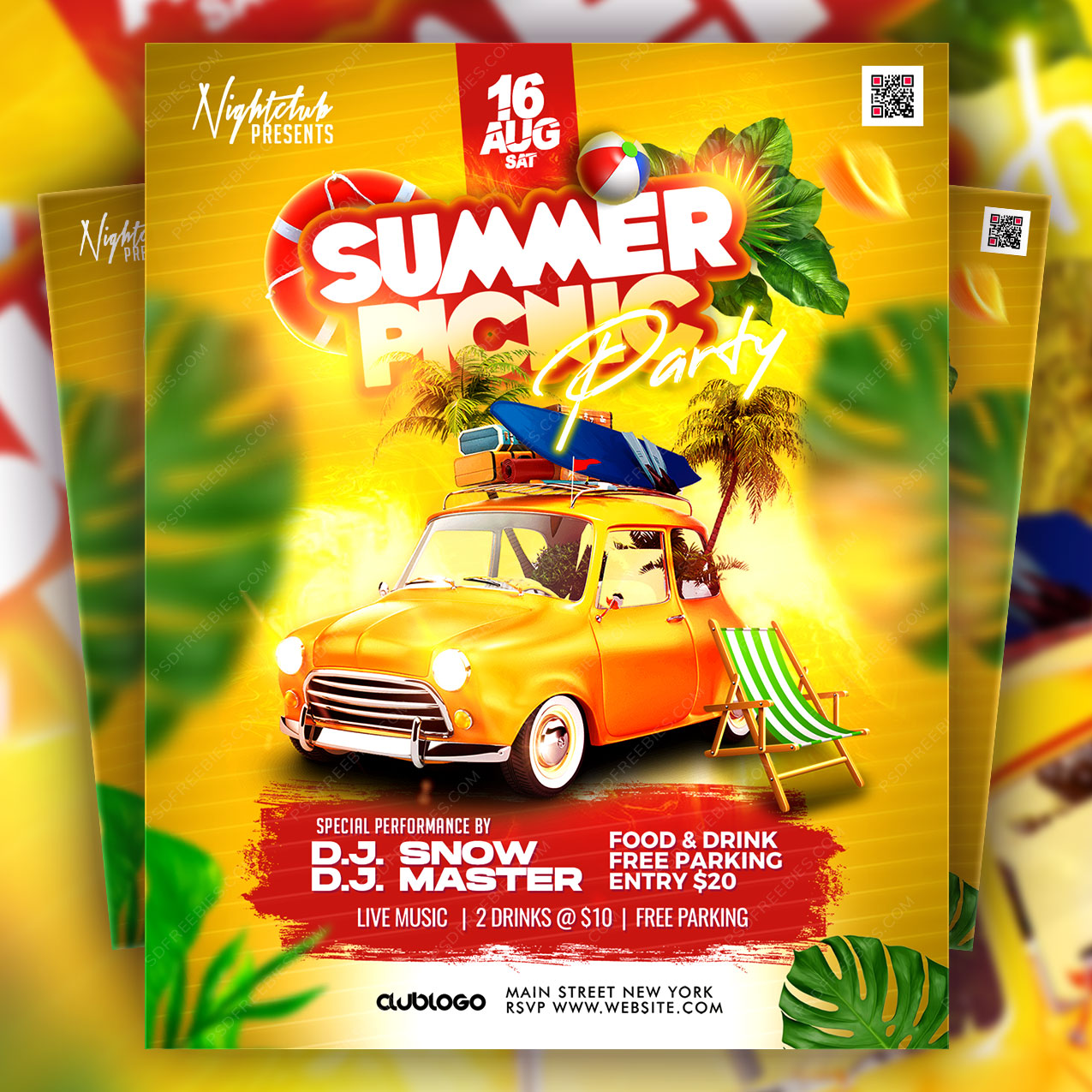 Summer Picnic Festival Party Flyer PSD Template | PSDFreebies.com