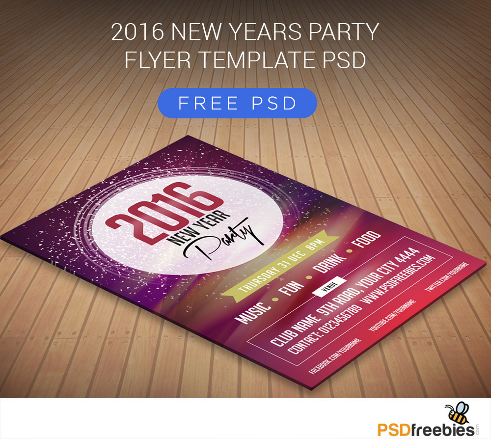 2016 New Years Party Flyer Free PSD | PSDFreebies.com