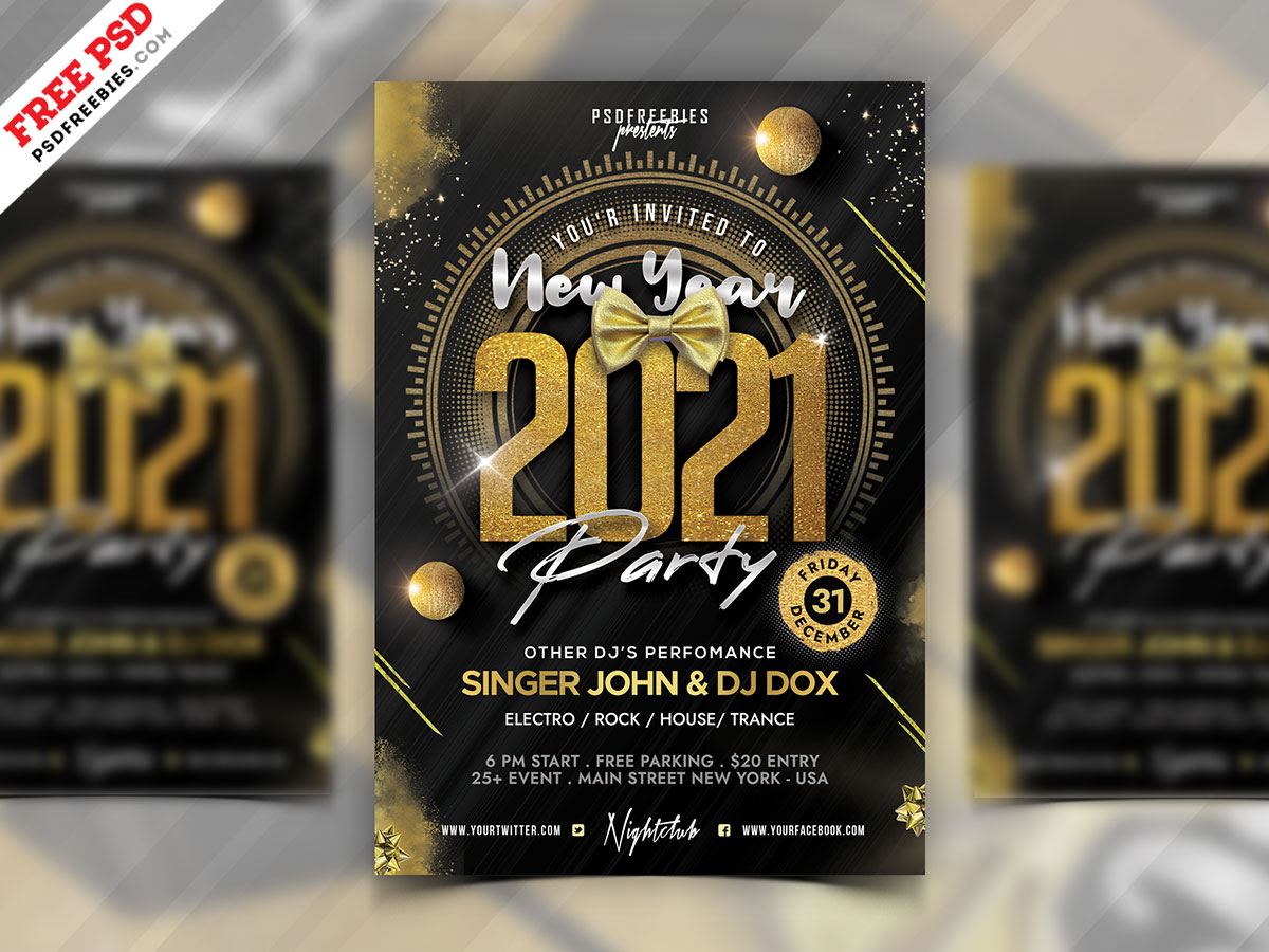 2021 New Year Party Flyer PSD | PSDFreebies.com