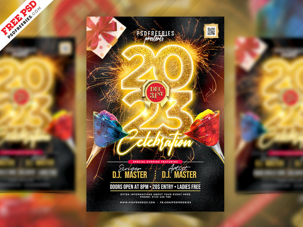 2023 New Year Celebration Party Flyer PSD | PSDFreebies.com 2023 New Year Celebration Party Flyer PSD | PSDFreebies.com