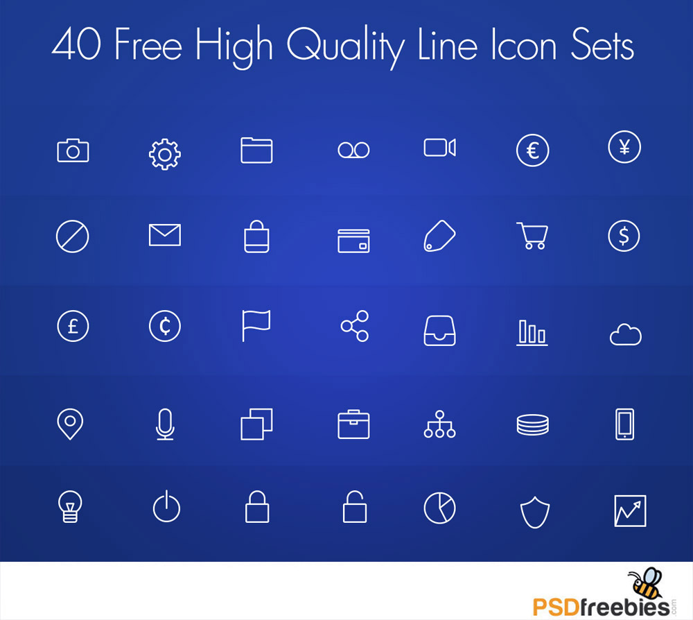 40 Free High Quality Line Icon Set PSD | PSDFreebies.com