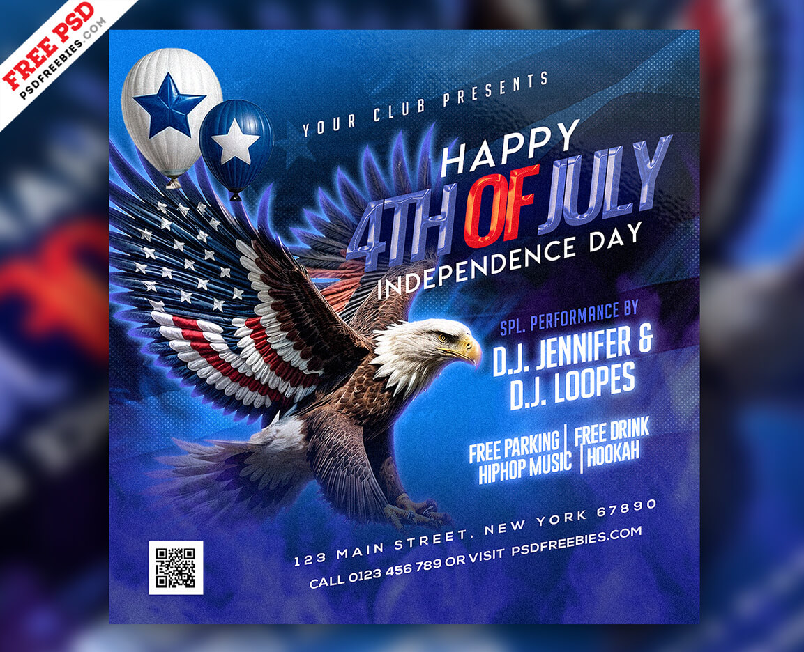 4th July Independence Day Post PSD | PSDFreebies.com