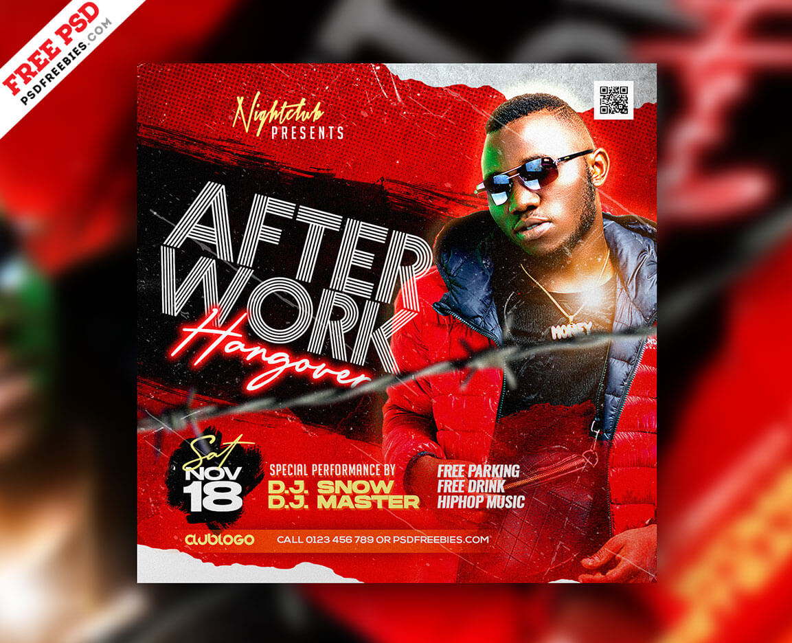 After Work Weekend DJ Party Post PSD | PSDFreebies.com