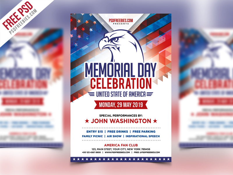 America Memorial Day Event Flyer Template PSD | PSDFreebies.com