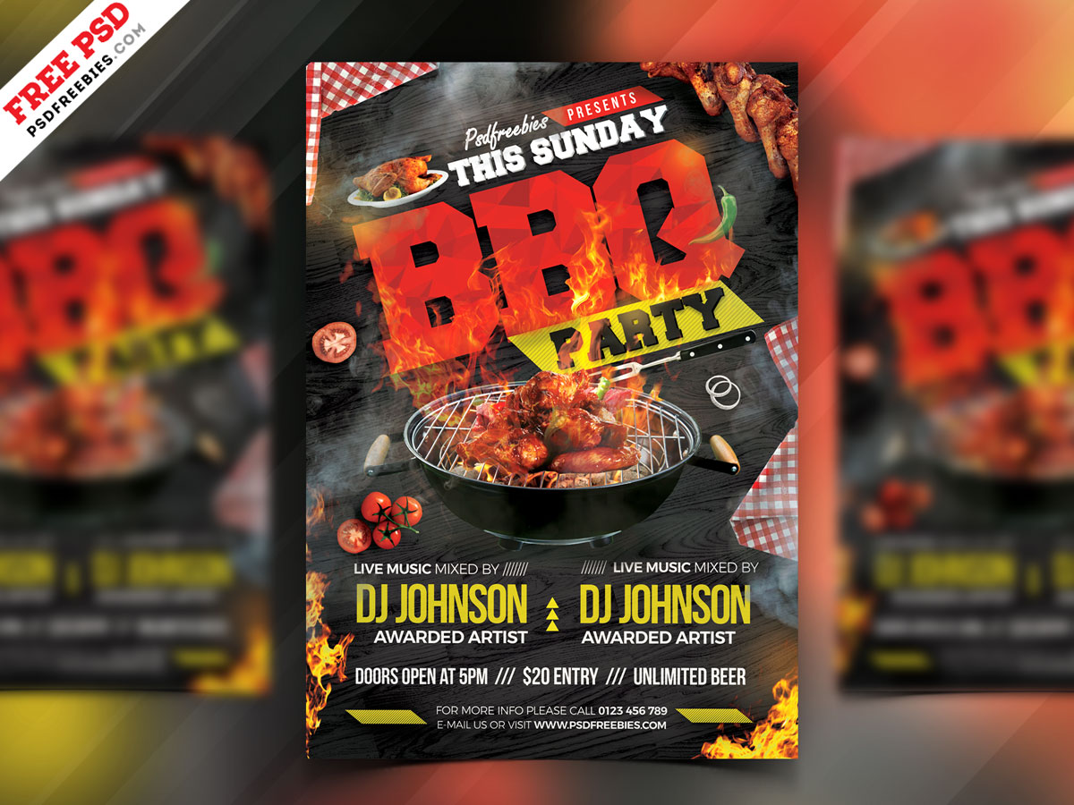Backyard BBQ Party Flyer PSD | PSDFreebies.com