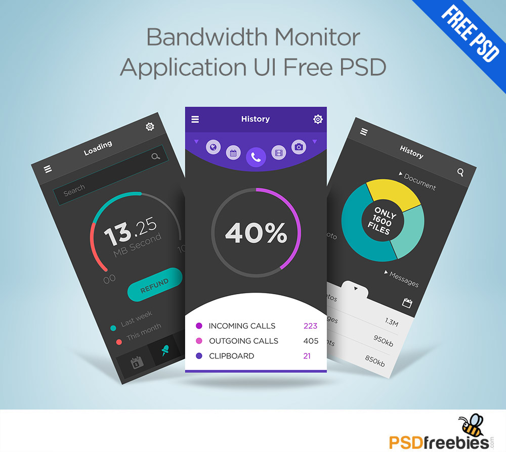 Bandwidth Monitor Application UI Free PSD | PSDFreebies.com