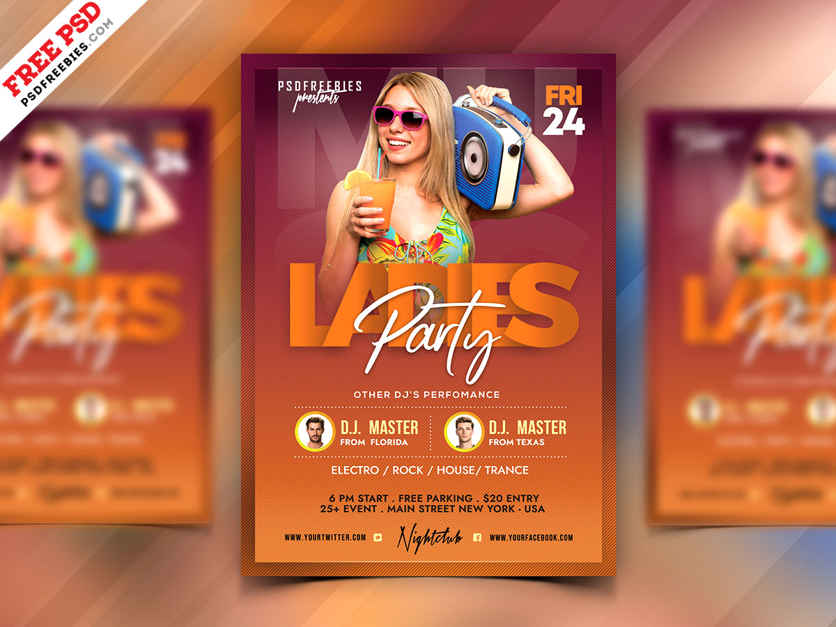 Beautiful Girls Night Party Flyer PSD | PSDFreebies.com