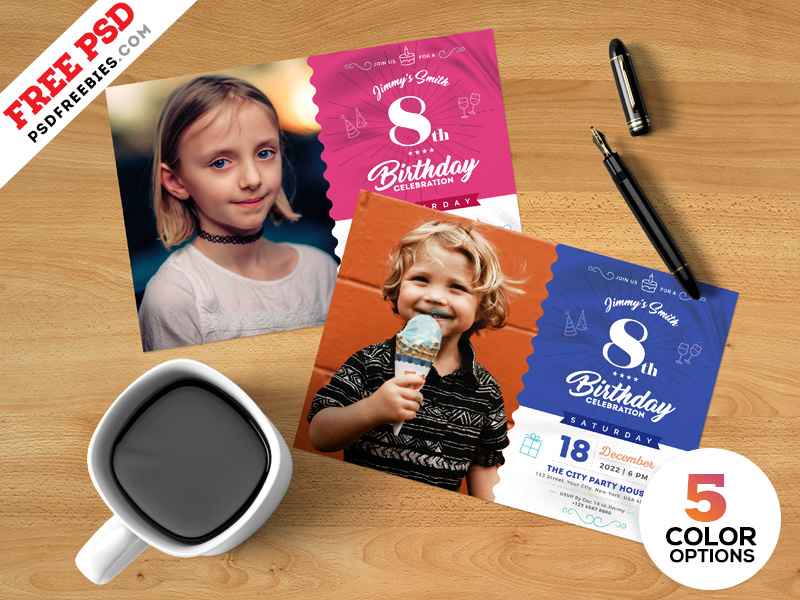 Birthday Party Invitation Template PSD Bundle | PSDFreebies.com