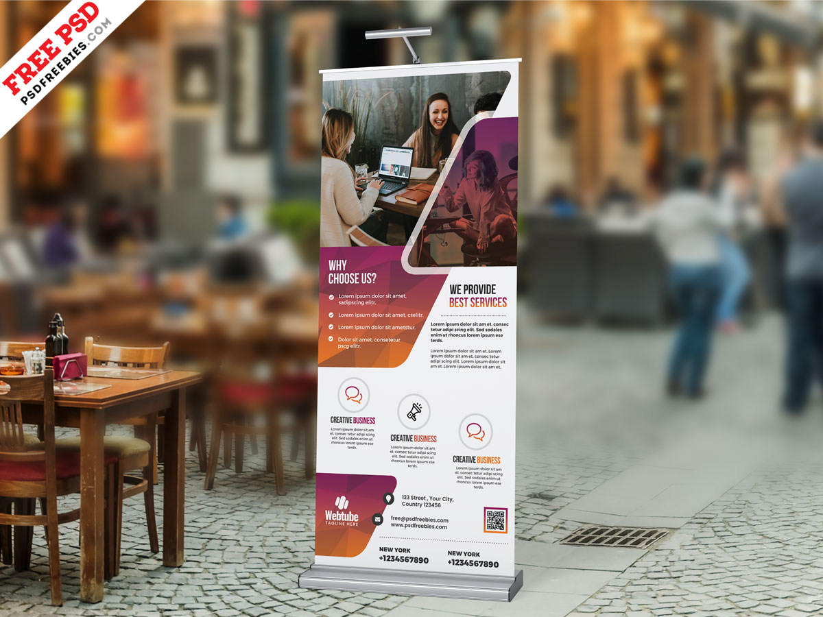 Business Advertisement Roll-up Banner PSD | PSDFreebies.com