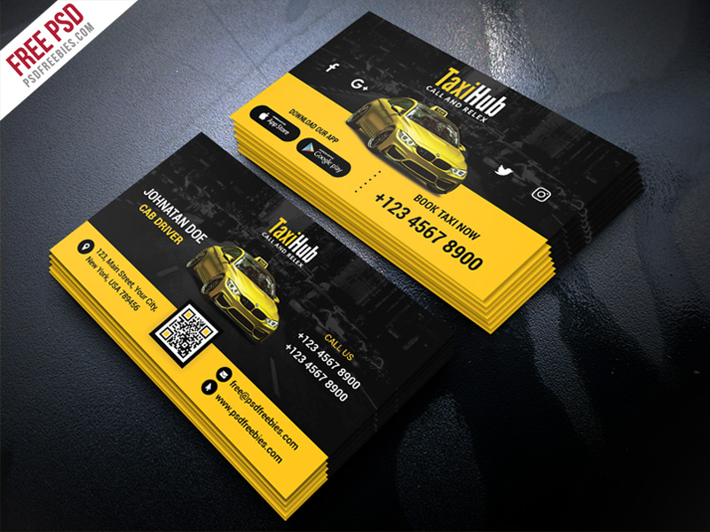 Cab Taxi Services Business Card Template PSD | PSDFreebies.com