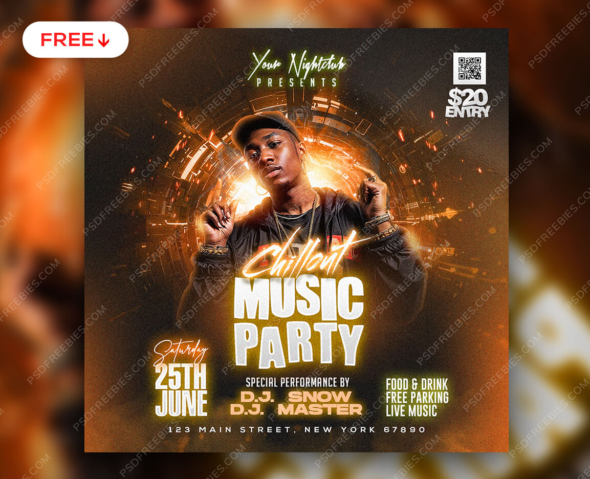 Chillout Music Party Social Media Post PSD | PSDFreebies.com