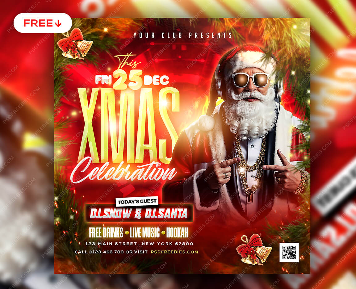 Christmas Club Party Social Media Post PSD | PSDFreebies.com