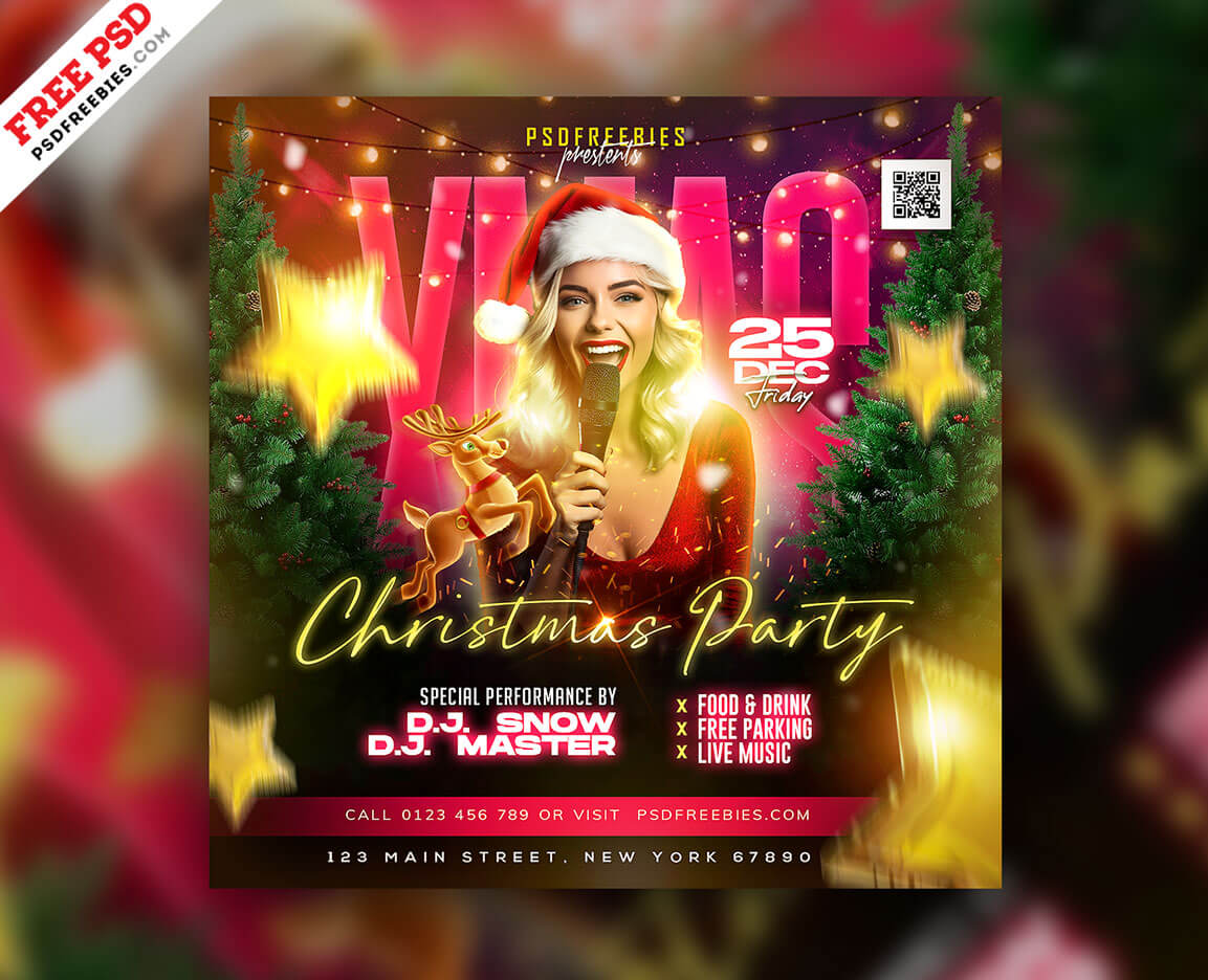 Christmas Night Club Party Social Media Post PSD | PSDFreebies.com