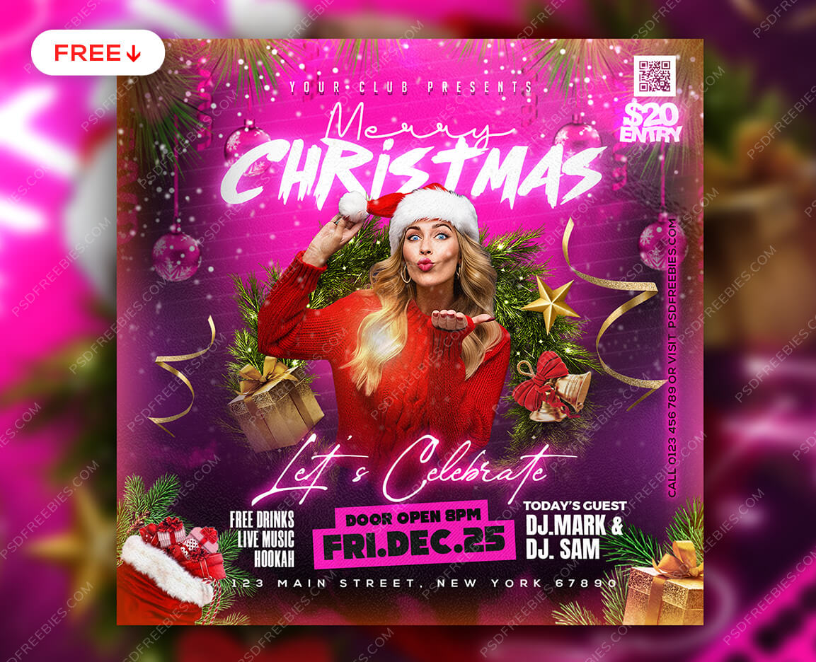 Christmas Party Social Media Post Design PSD | PSDFreebies.com