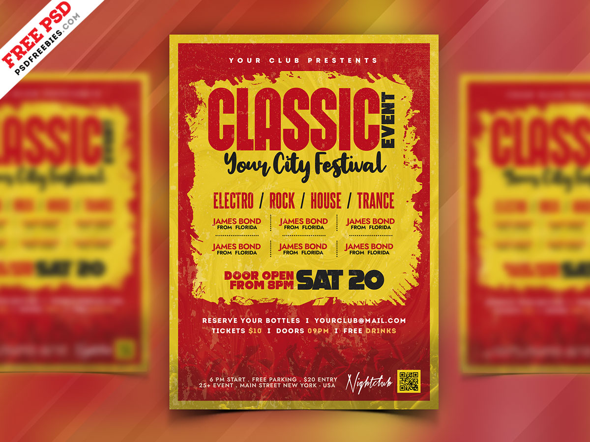 Classic Music Event Party Flyer PSD | PSDFreebies.com
