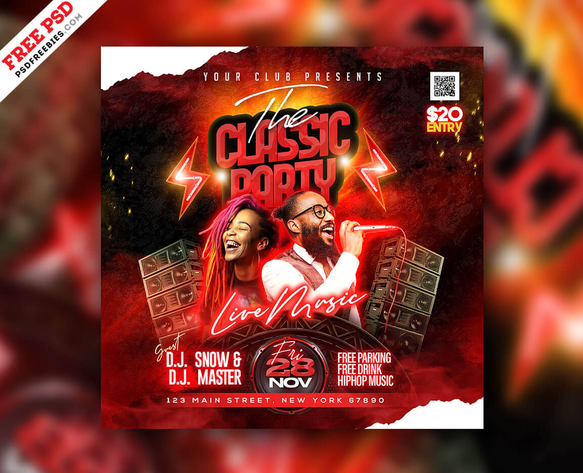 Classic Music Event Social Media Post PSD | PSDFreebies.com