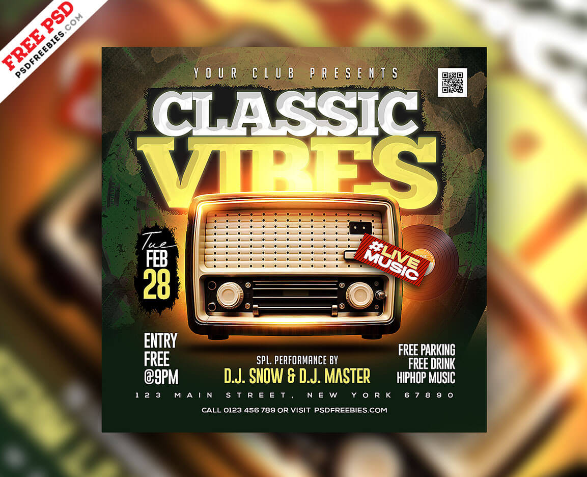 Classic Music Festival Social Media Post PSD | PSDFreebies.com