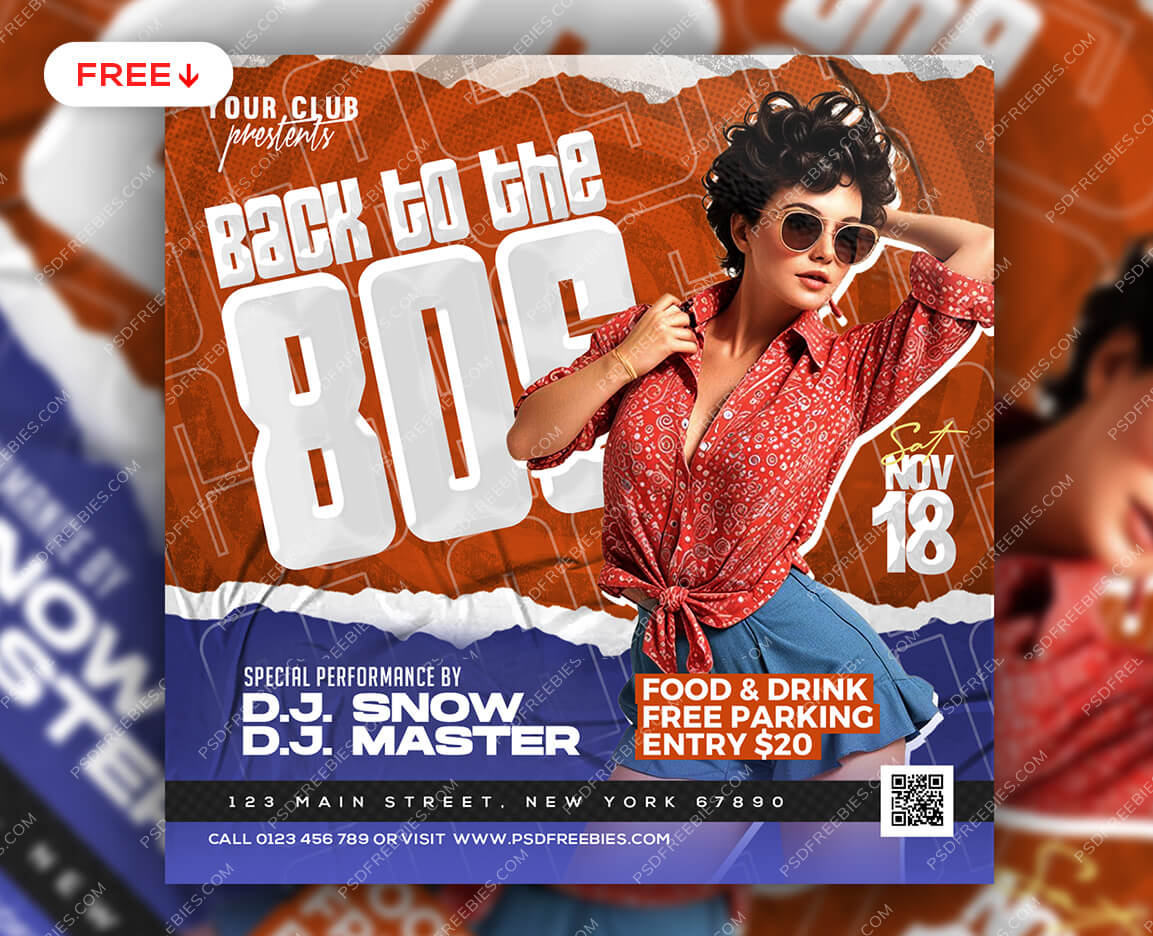 Classic Theme Music Party Post PSD Template | PSDFreebies.com