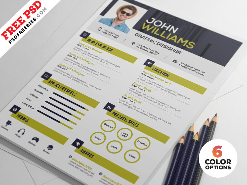 Clean Resume Design PSD Template Bundle | PSDFreebies.com