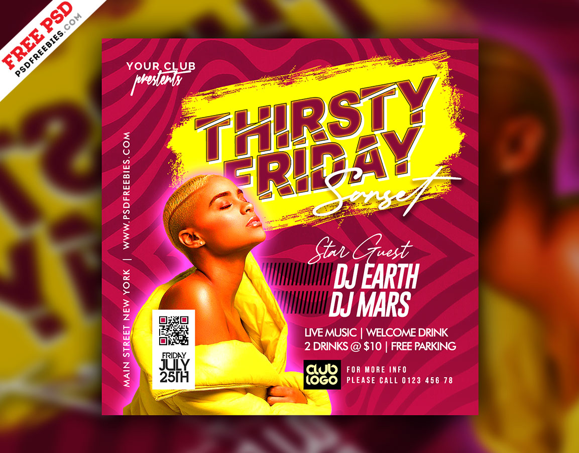 Club DJ Party Social Media Post Design PSD | PSDFreebies.com