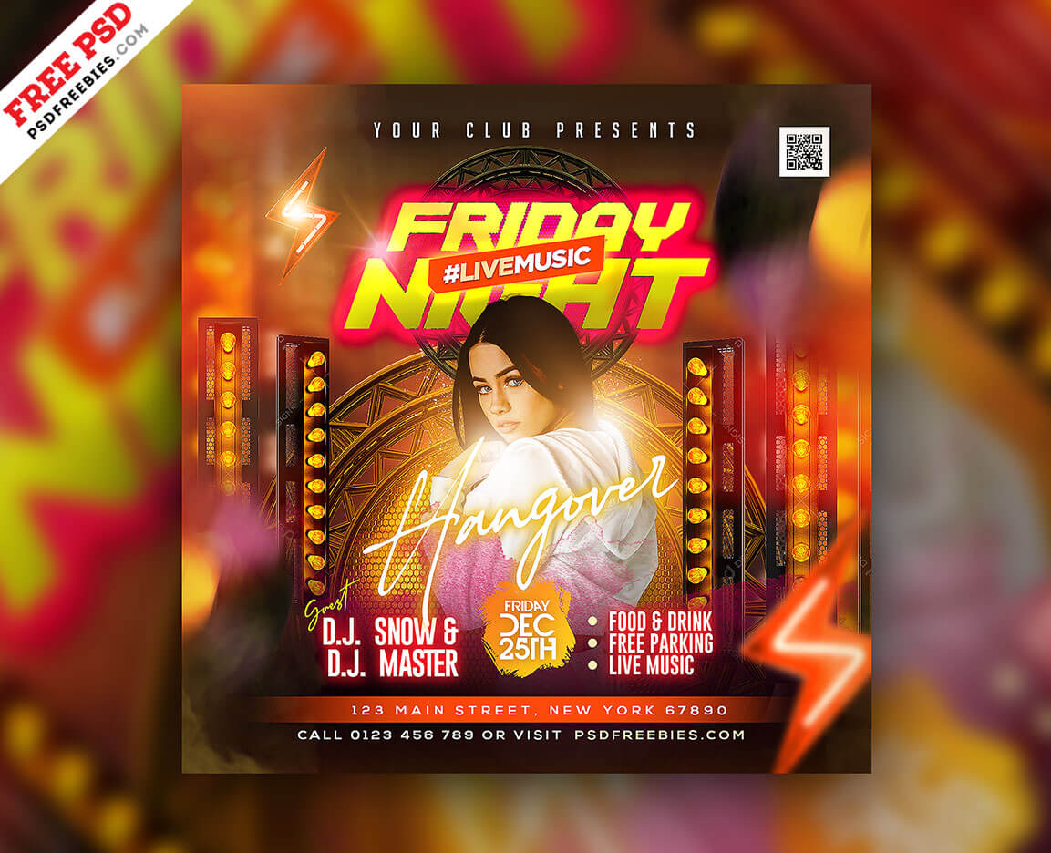 Club Friday Night Party Post Design PSD Template | PSDFreebies.com