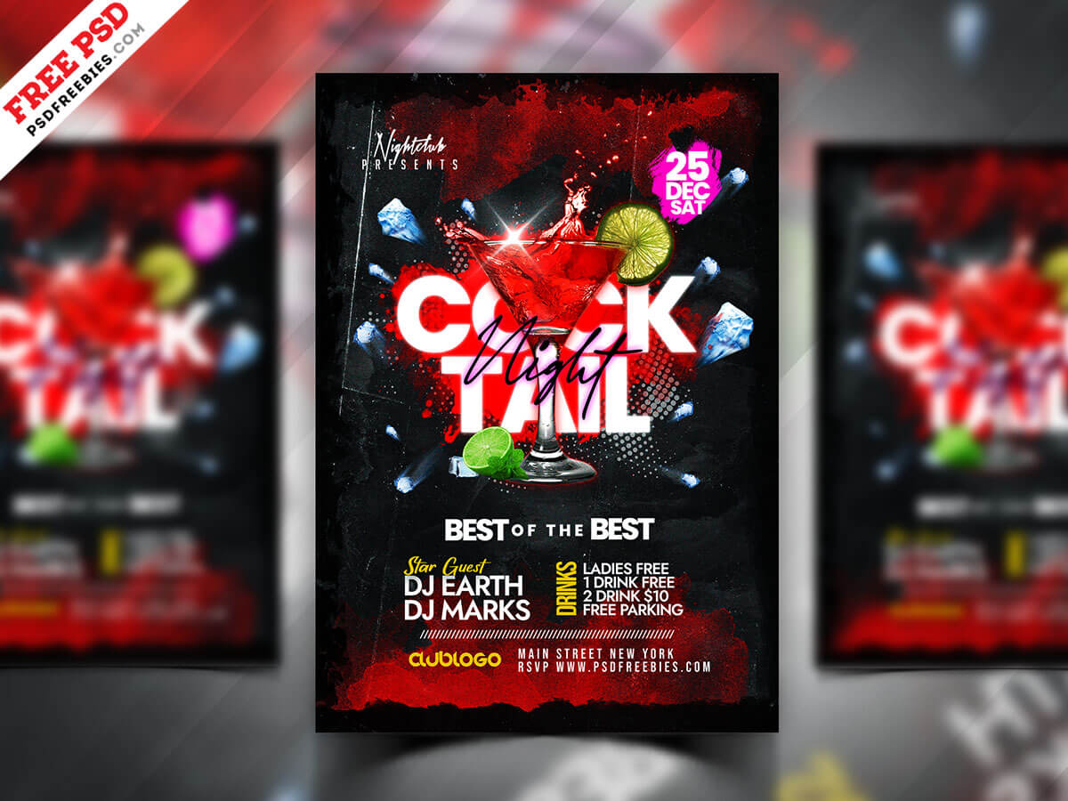 Cocktail Night Party Flyer PSD Template | PSDFreebies.com