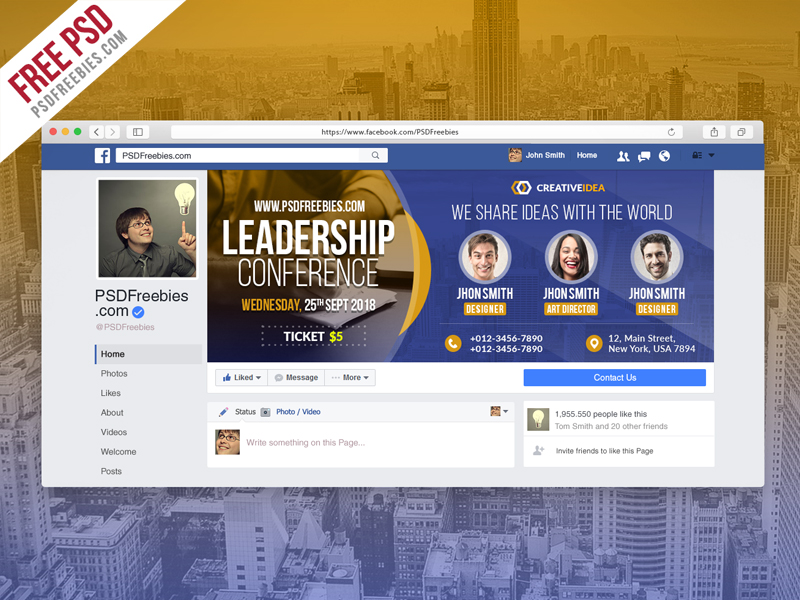 Conference Announcement Facebook Cover PSD | PSDFreebies.com