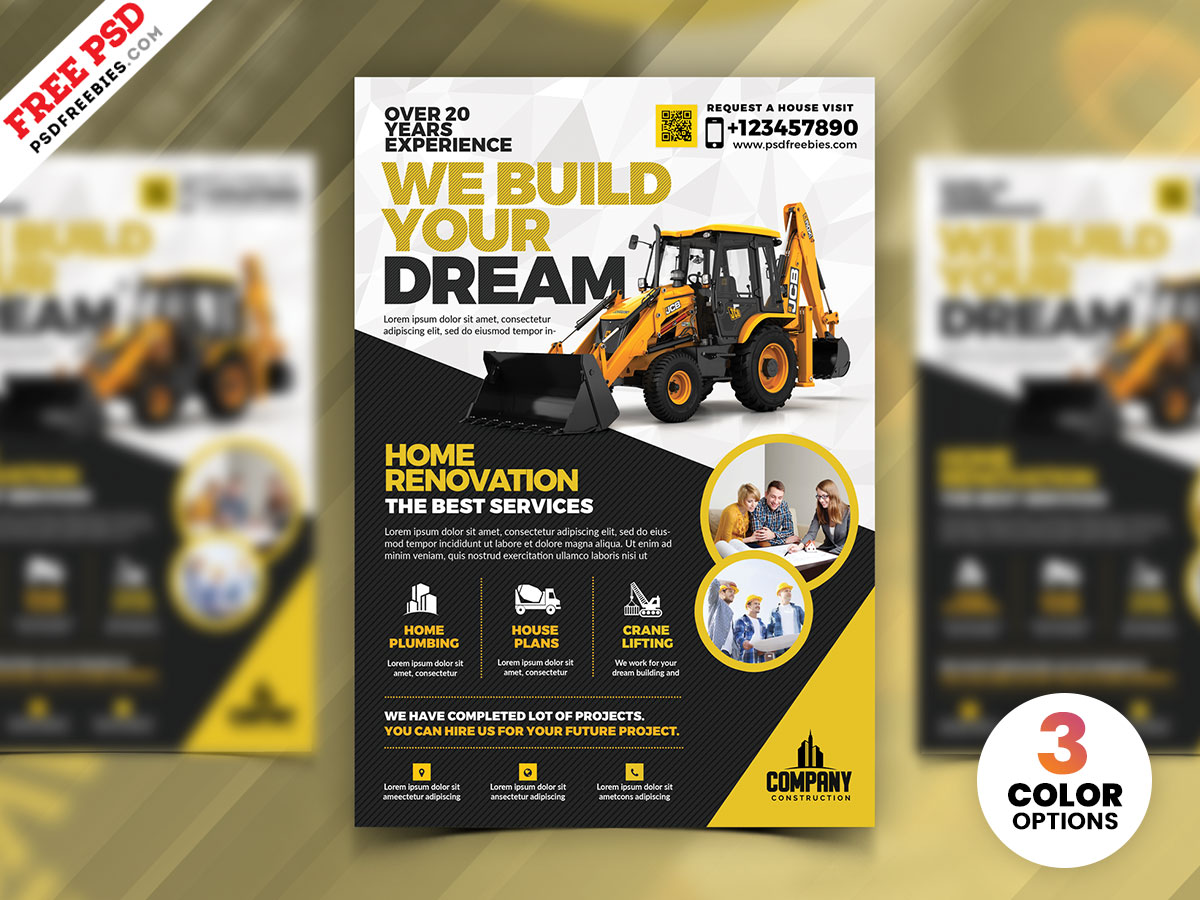 Construction Company Flyer Template PSD | PSDFreebies.com