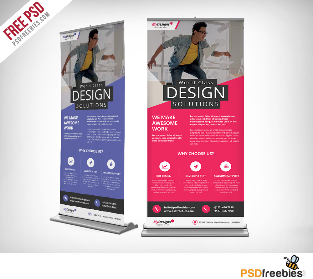 Corporate Outdoor Roll-Up Banner Free PSD | PSDFreebies.com