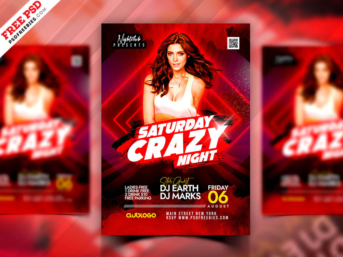 Crazy Saturday Night Party Flyer PSD | PSDFreebies.com