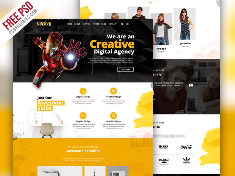 Creative Agency Portfolio Website PSD Template | PSDFreebies.com