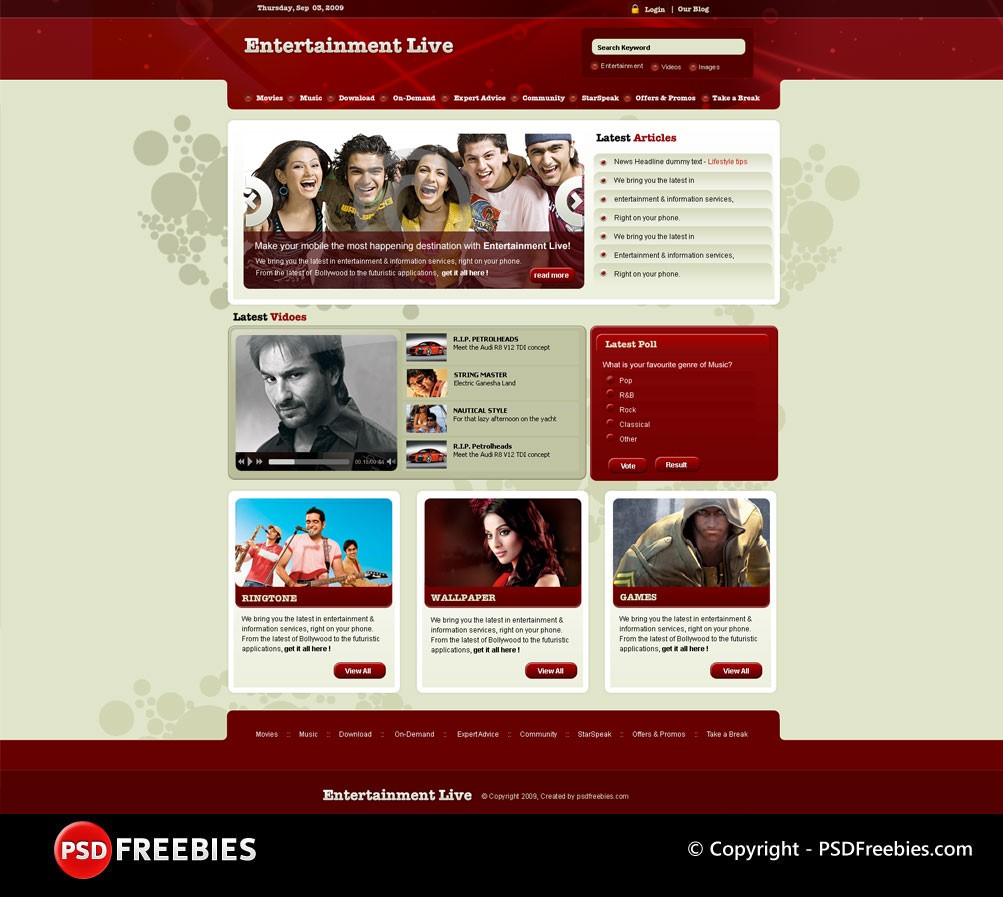 Entertainment Live Template PSD | PSDFreebies.com