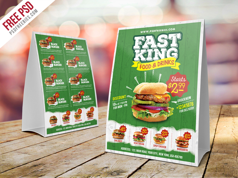 Fast Food Menu Table Tent Template PSD | PSDFreebies.com