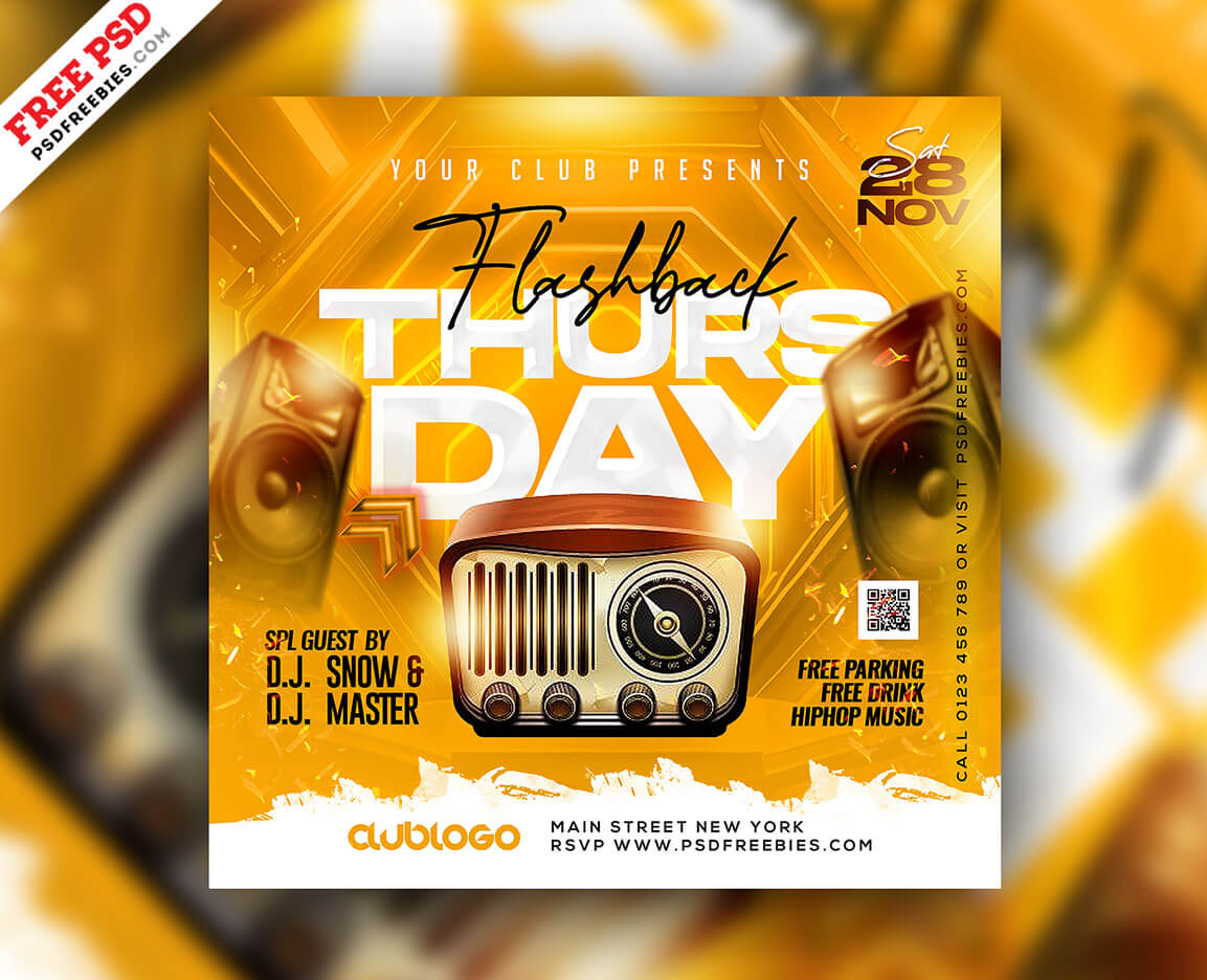 Flashback Thursday Party Social Media Post PSD | PSDFreebies.com