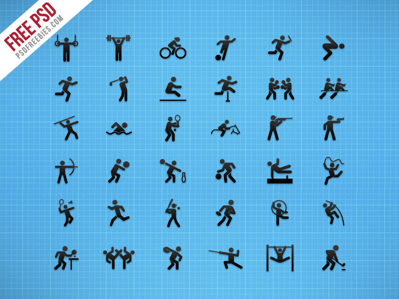 Flat Sports Iconset Free PSD | PSDFreebies.com