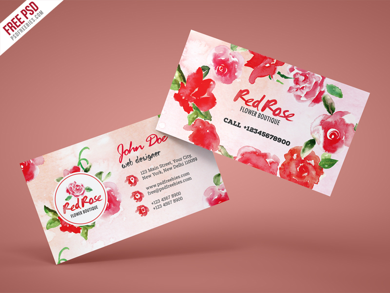 Flower Shop Business Card Free PSD Template | PSDFreebies.com