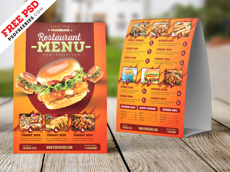 Food Menu Tent Card Design Free PSD | PSDFreebies.com