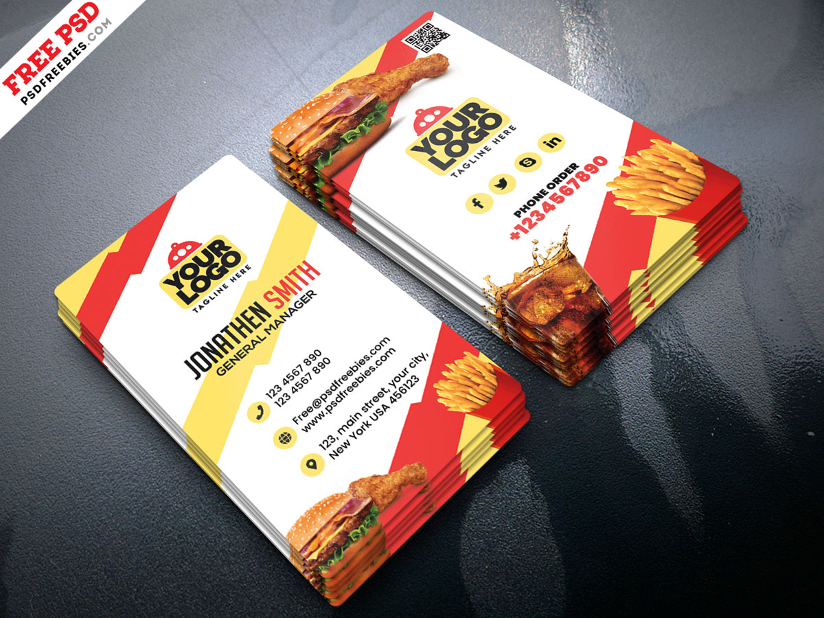 Food Restaurant Business Card PSD | PSDFreebies.com