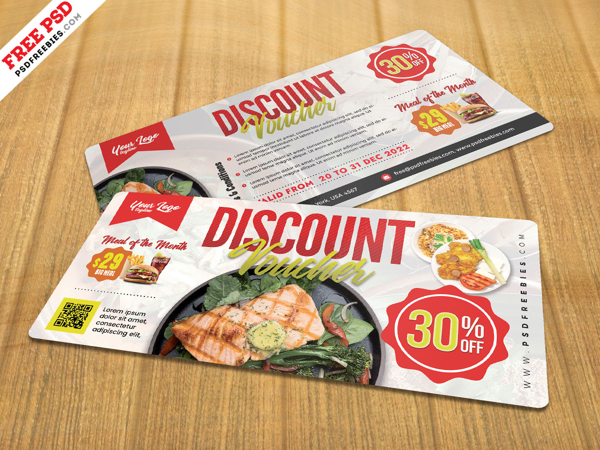 Food Restaurant Discount Voucher PSD Template | PSDFreebies.com