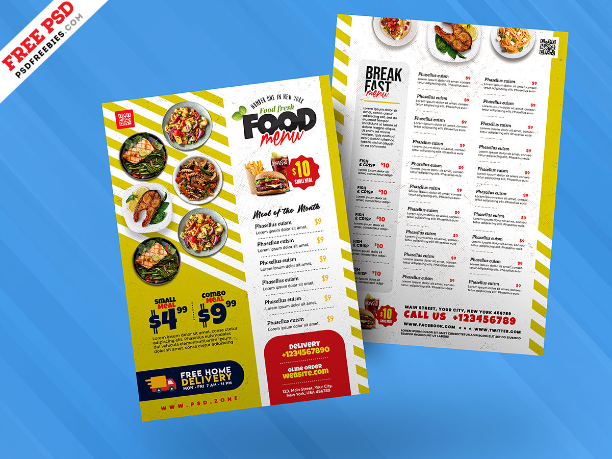 Food Restaurant Menu Card Design PSD | PSDFreebies.com