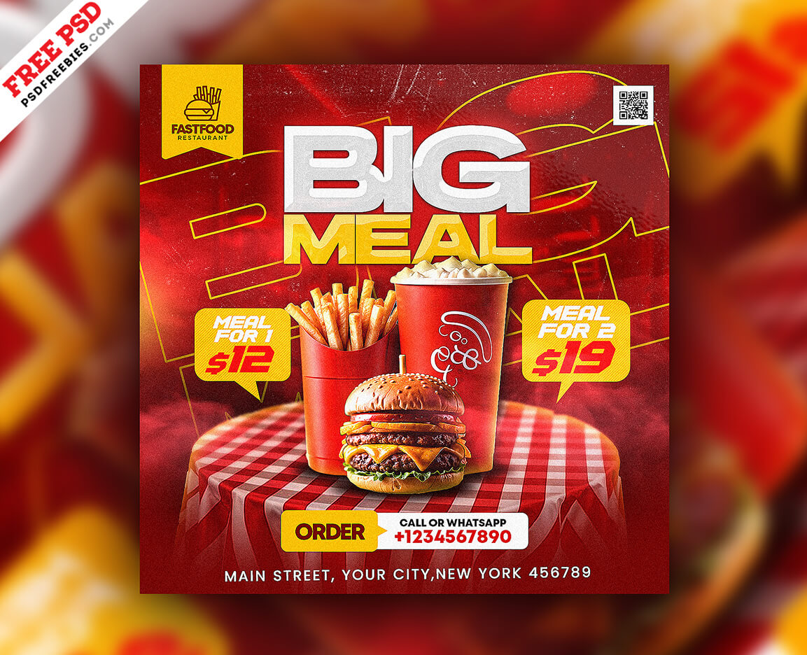 Food Social Media Promotion and Instagram Post PSD | PSDFreebies.com