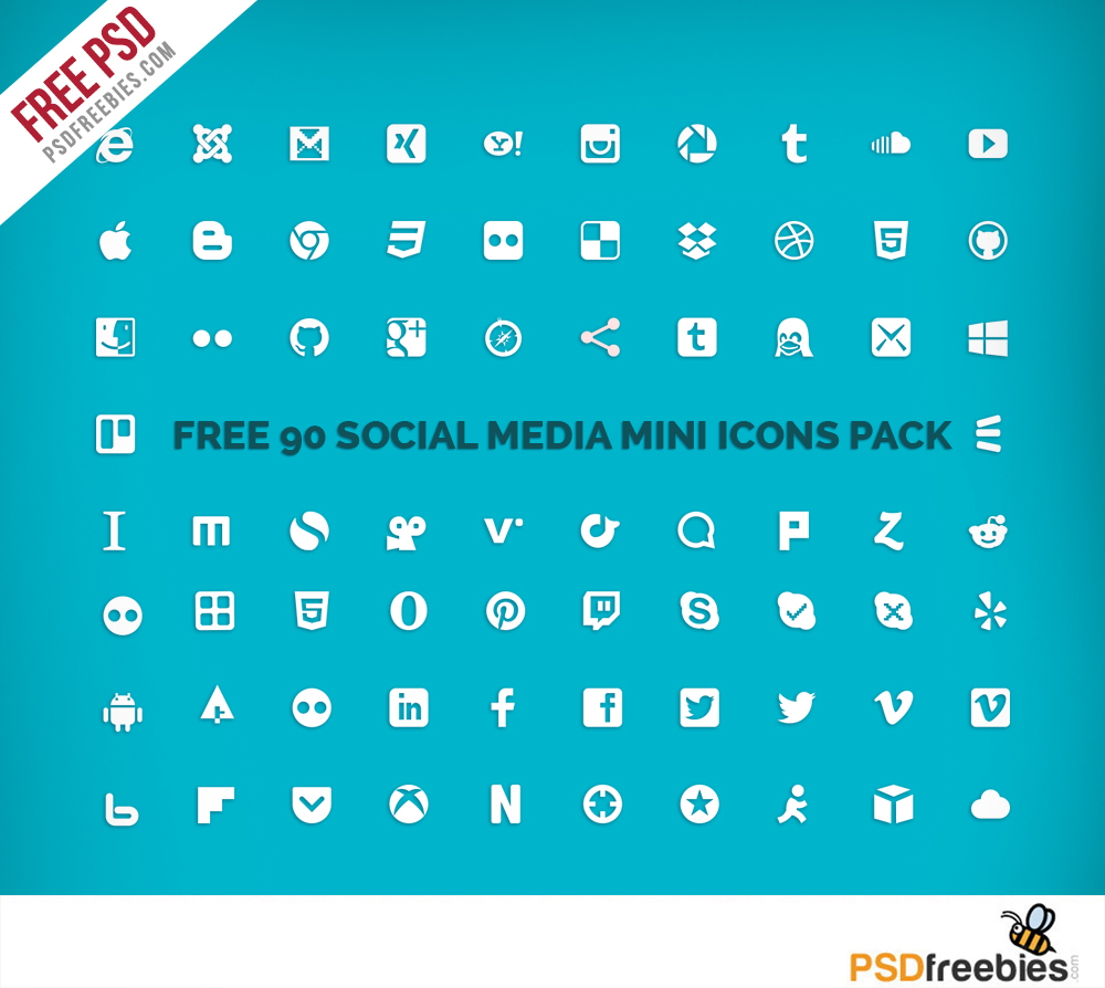 Free Social Media Mini Icons Pack PSD | PSDFreebies.com