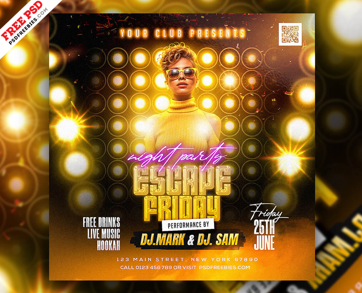 Friday Escape Night Party Post PSD | PSDFreebies.com