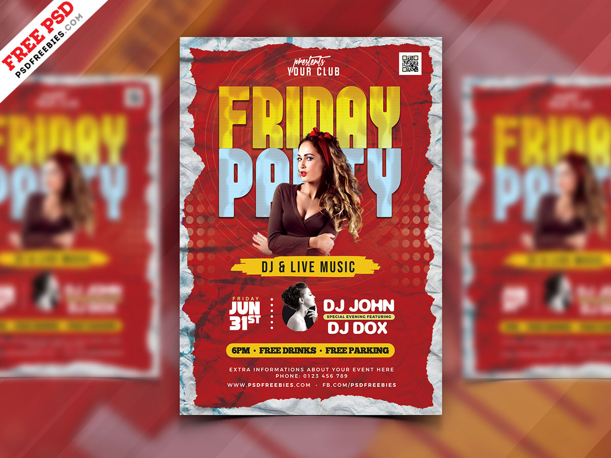 Friday Night Club Party Flyer Free PSD | PSDFreebies.com
