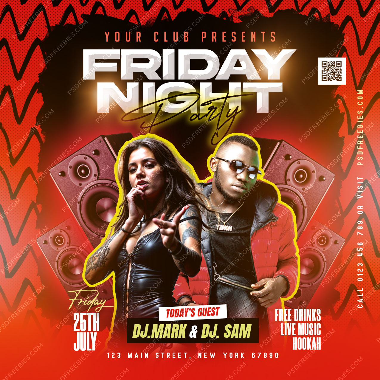 Friday Night Club Party Social Media Post PSD | PSDFreebies.com
