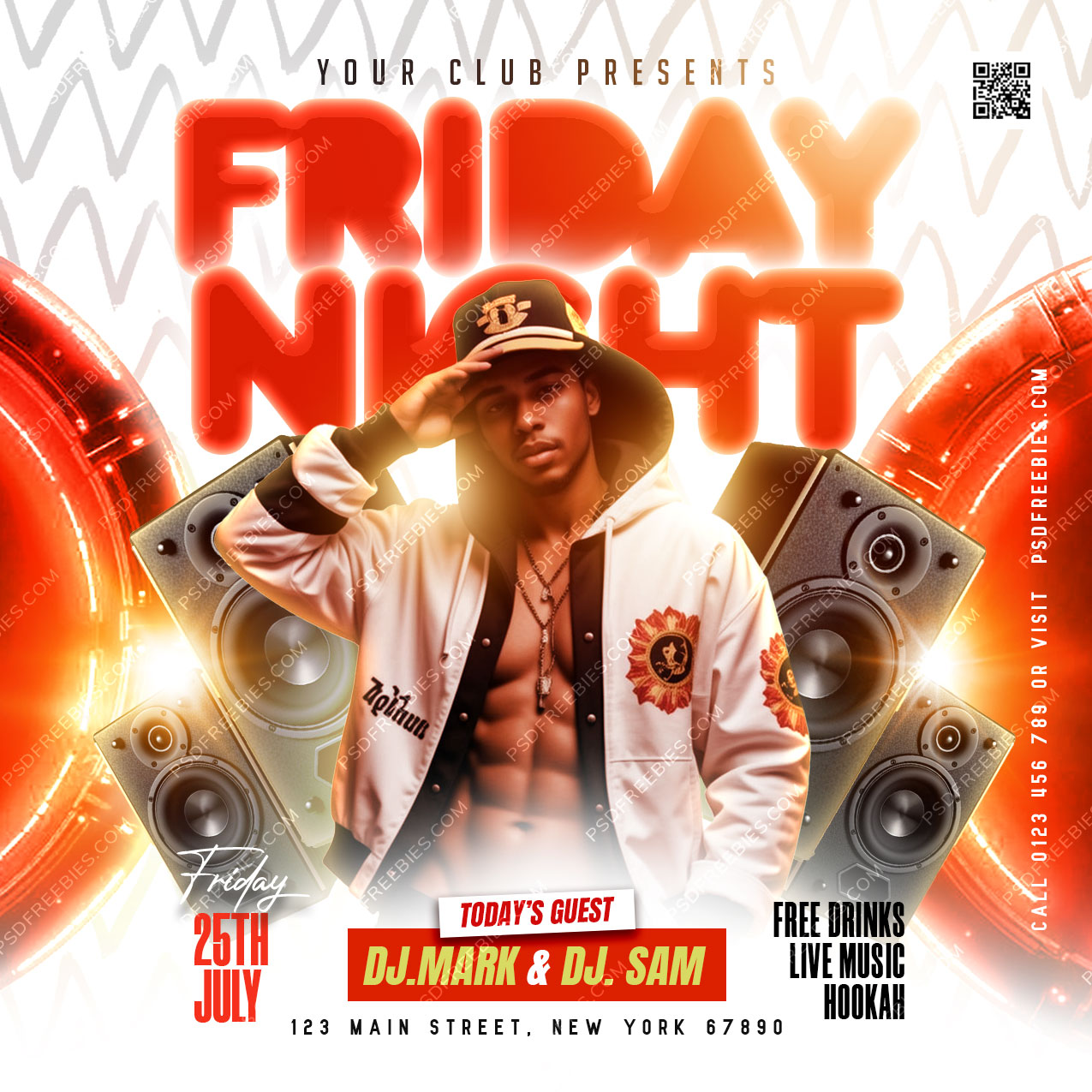 Friday Night DJ Party Instagram Post PSD | PSDFreebies.com